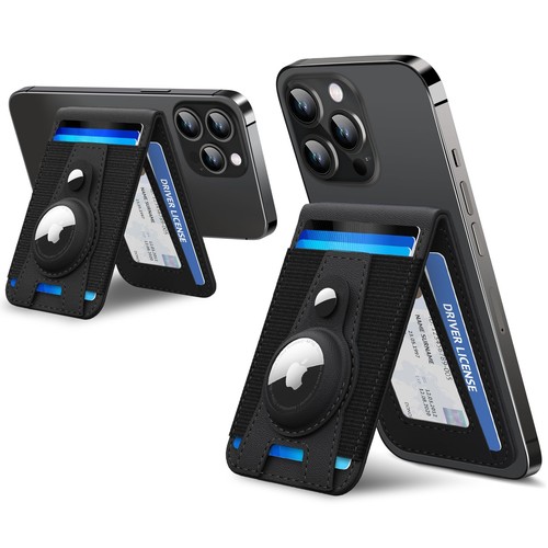 for MagSafe Wallet Stand with AirTag Holder, Strongest Magnetic Wallet ...