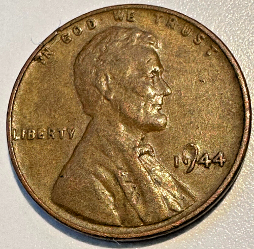 1944 P Penny Lincoln Wheat L on rim Major strike over 9 of 1944 Weak E ...