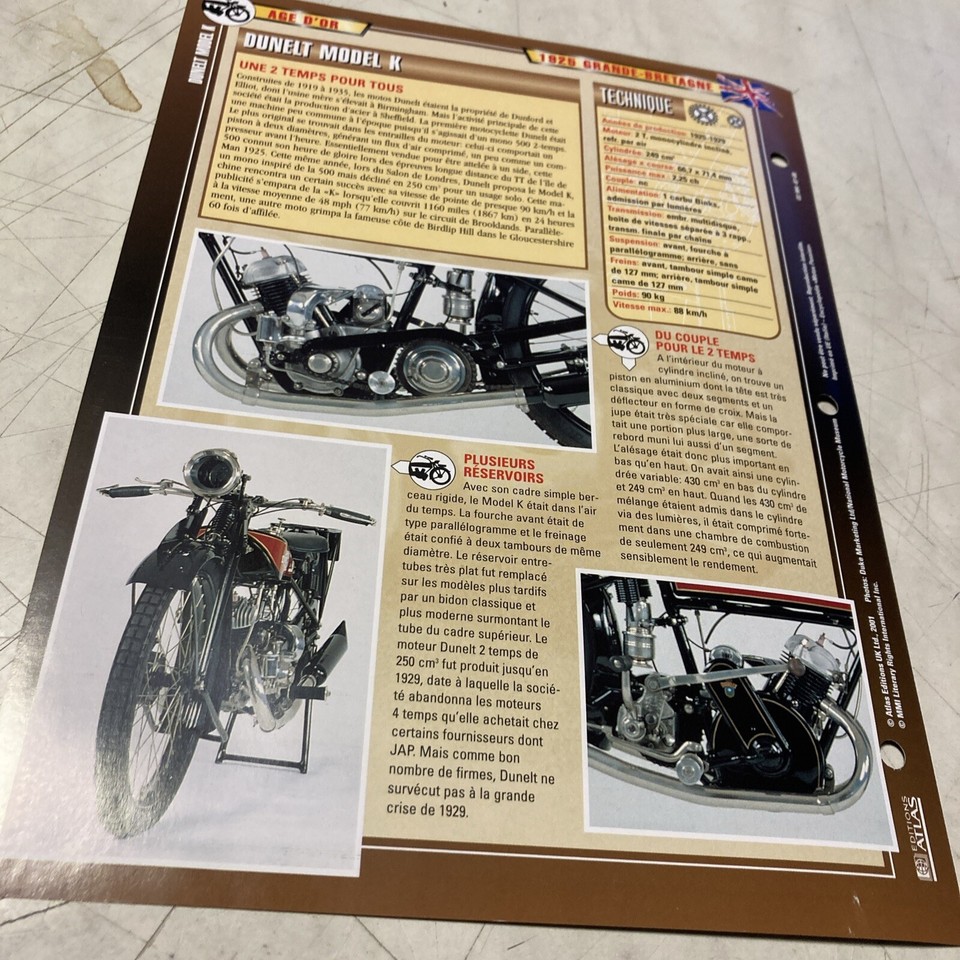 Dunelt 250 Model K 1925 Motorcycle Passion Collection Atlas | eBay