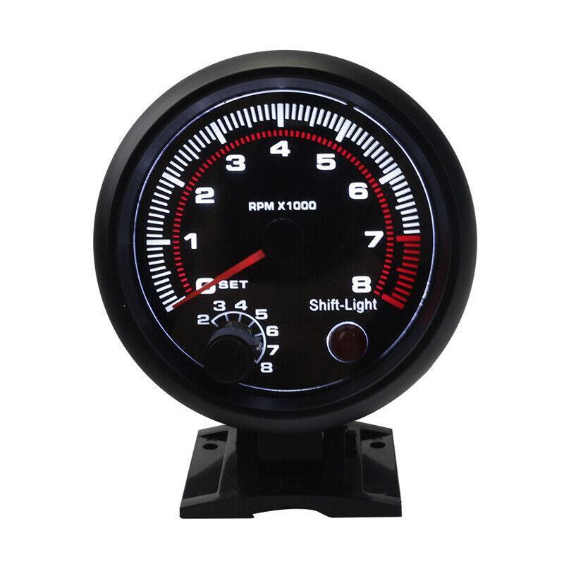 95MM 3.75" 12V Car Universal Tachometer Gauge w/Shift Light 0-8000 RPM ...