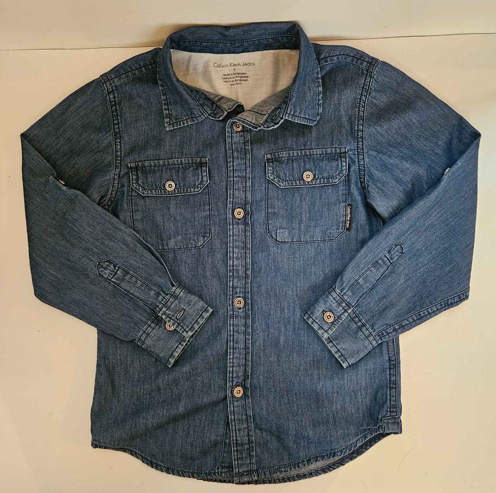 Calvin Klein Jeans Blue Denim Button Down. Size 7 | eBay