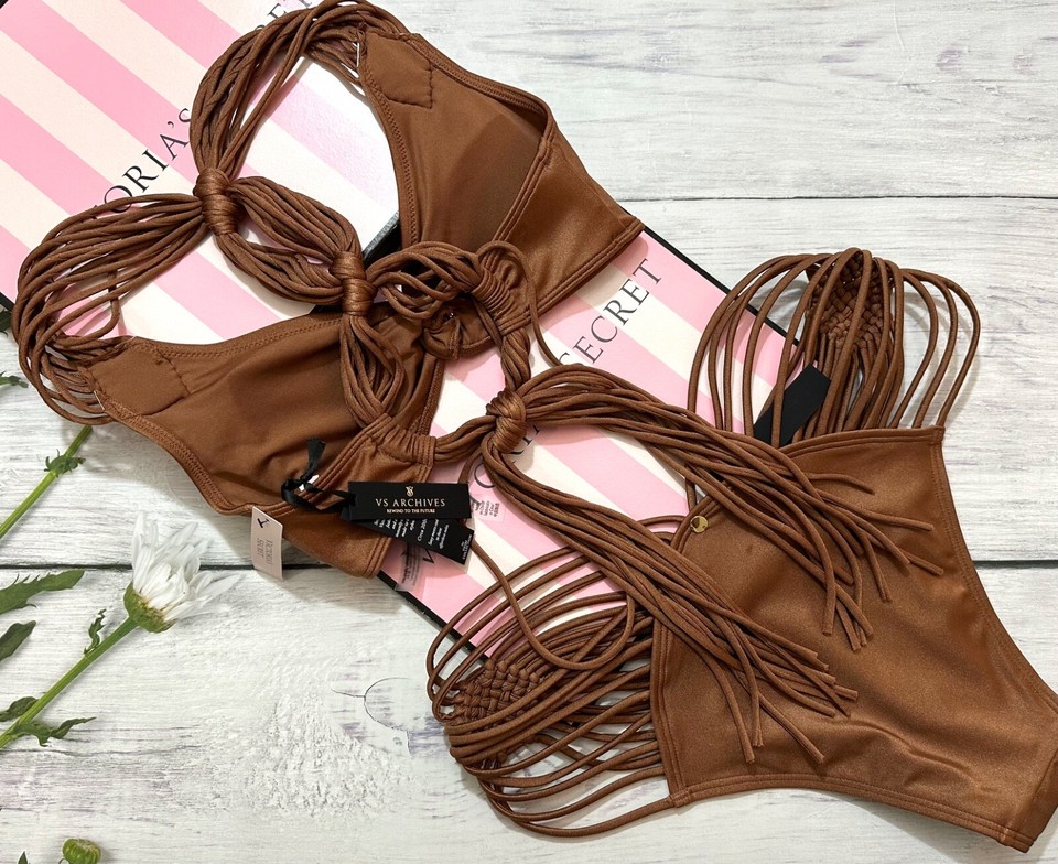 Victoria's Secret Swim Macrame Fringe Bademode Bralette Cheeky Set ...