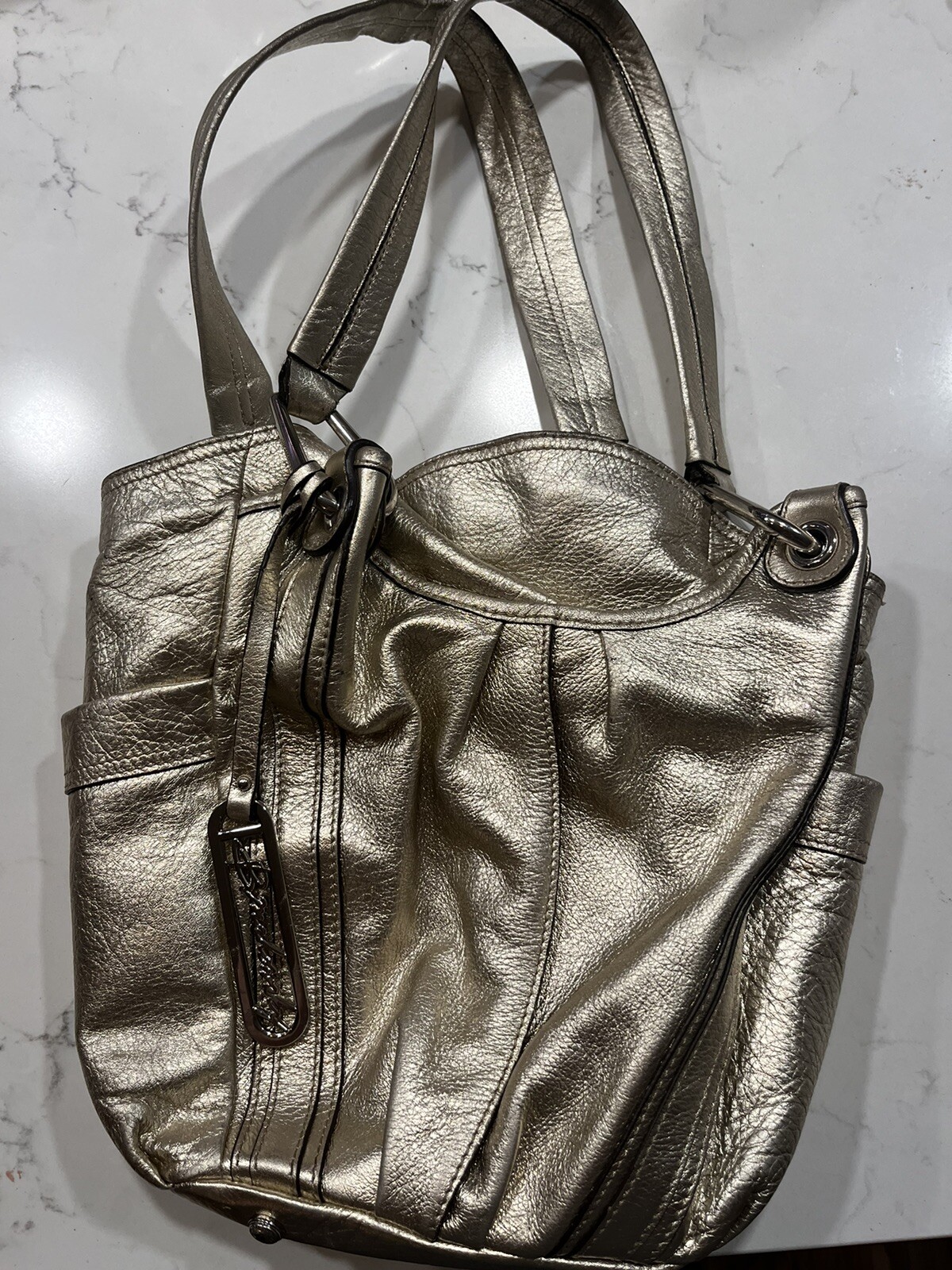 Gold B Makowsky Bronze Pebbled Leather Purse - Gem