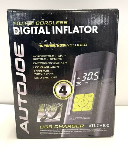 Auto Joe ATJ-CA100 Cordless Digital Air Pump Inflator + Power Bank- New ...
