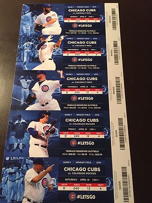 Chicago Cubs 2016 MLB ticket stubs - One ticket - SEE LISTING | eBay