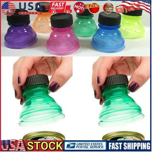 🔥6 Packs Reusable Soda Can Savers Drink Covers Lid Protector Spill Free ...