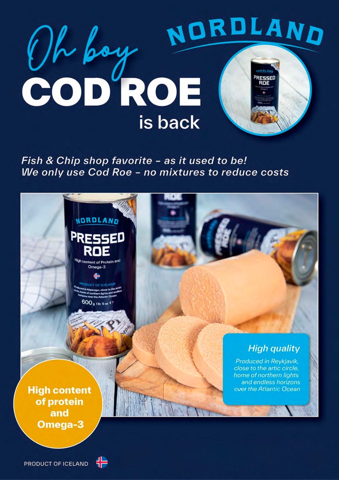 Nordland Cod Roe Pressed 600g, Tin, Chippy Style (Served in Fish &Chip ...