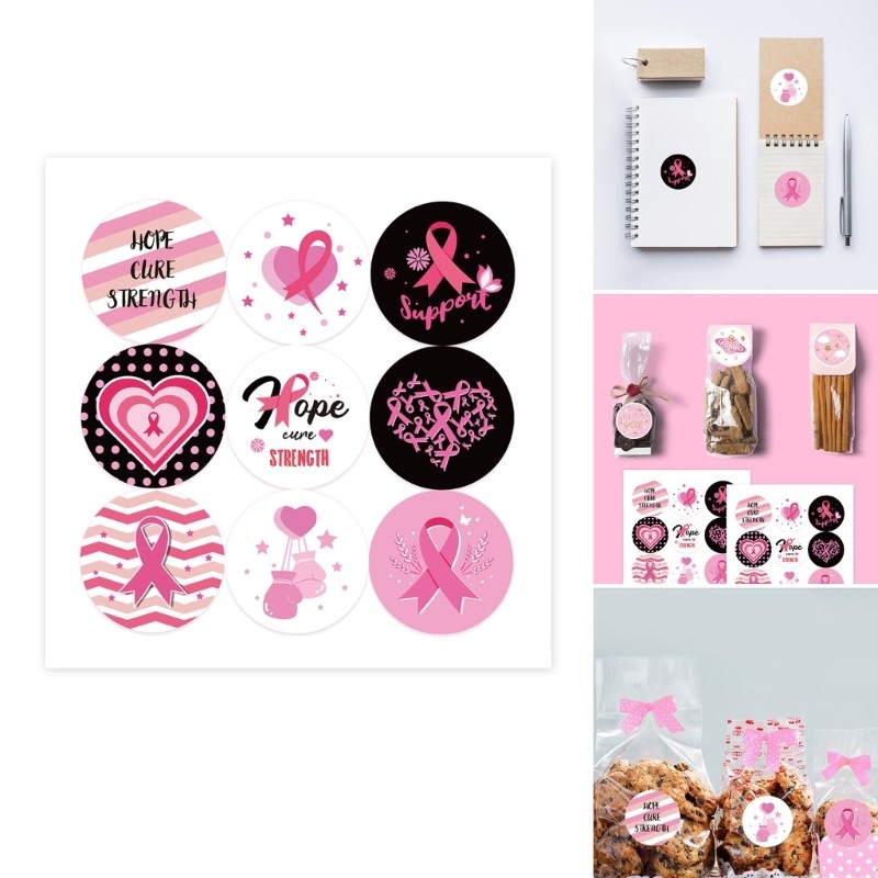 Ribbon Sticker Decorative Labels Breasts Cancer Awareness Sticker Pink ...