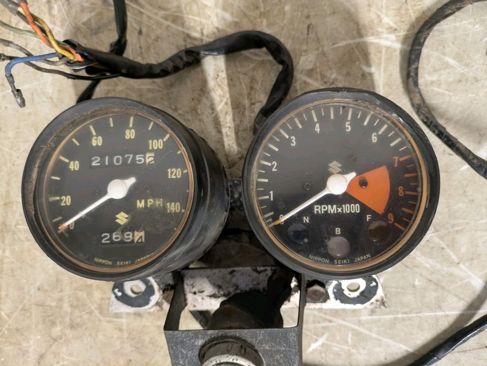 1973 Suzuki T500 T 500 Titan Gauge Gauges Tach Set Rpm Speedometer Assy ...