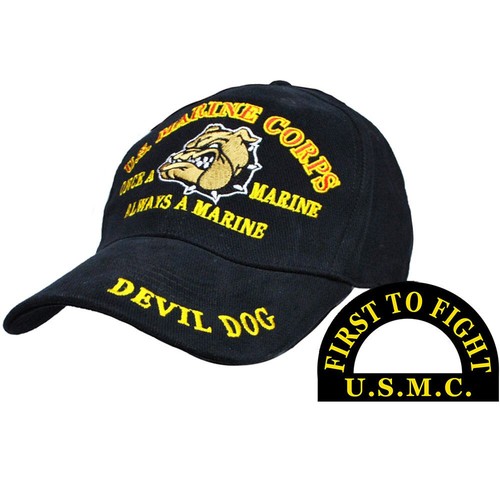 U.S. Marine Corps Devil Dog Black Hat USMC Cap OFFICIALLY LICENSED | eBay