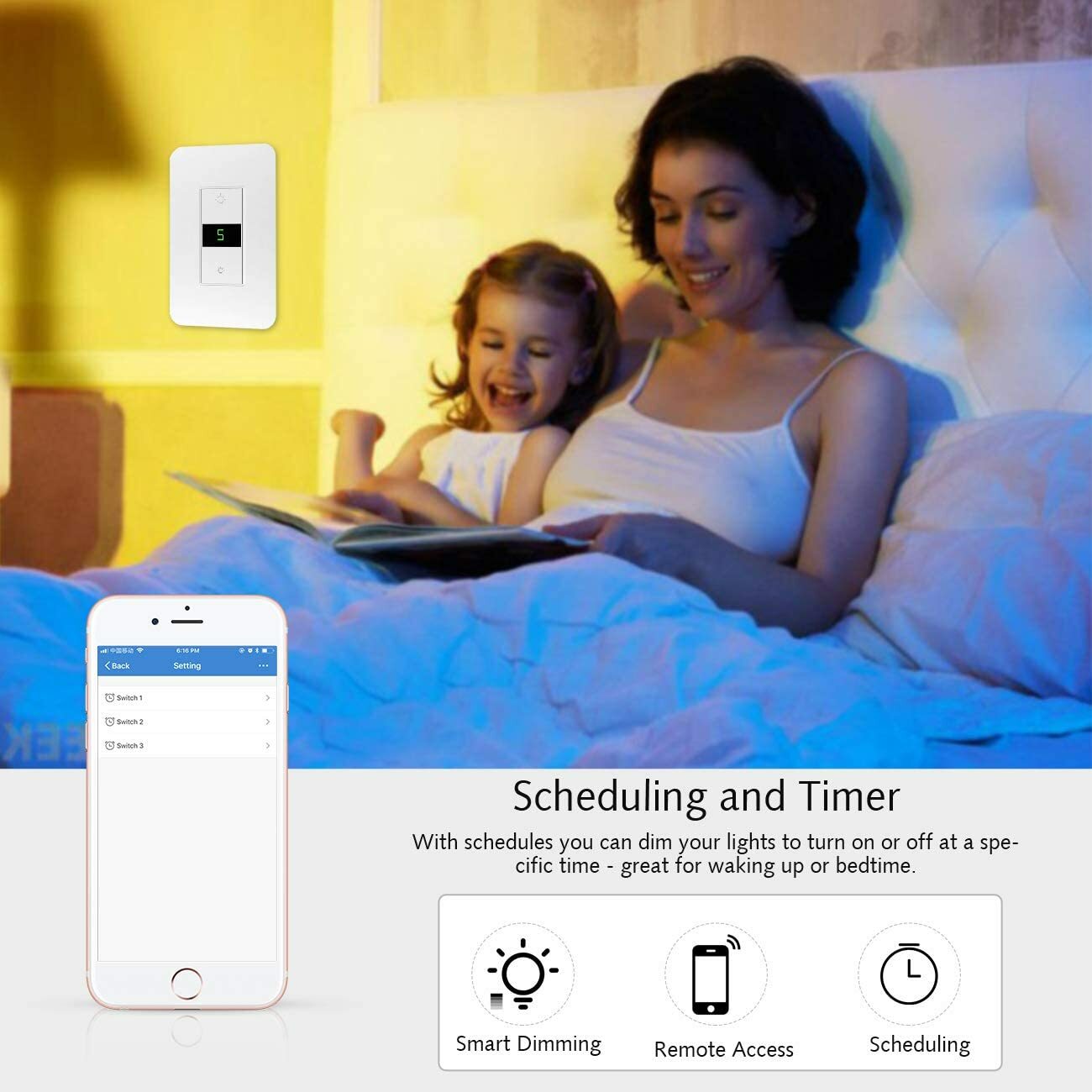 Smart Dimmer Light Switch works with alexa google home Neutral Wire ...