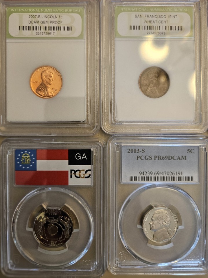 39 PCGS slabbed coin lot unc, SILVER BAR & MORGAN DOLLAR Proof & Mint ...