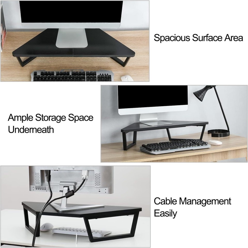 TEAMIX 26 inch Triangle Monitor Stand Riser, Desktop Corner Shelf with ...