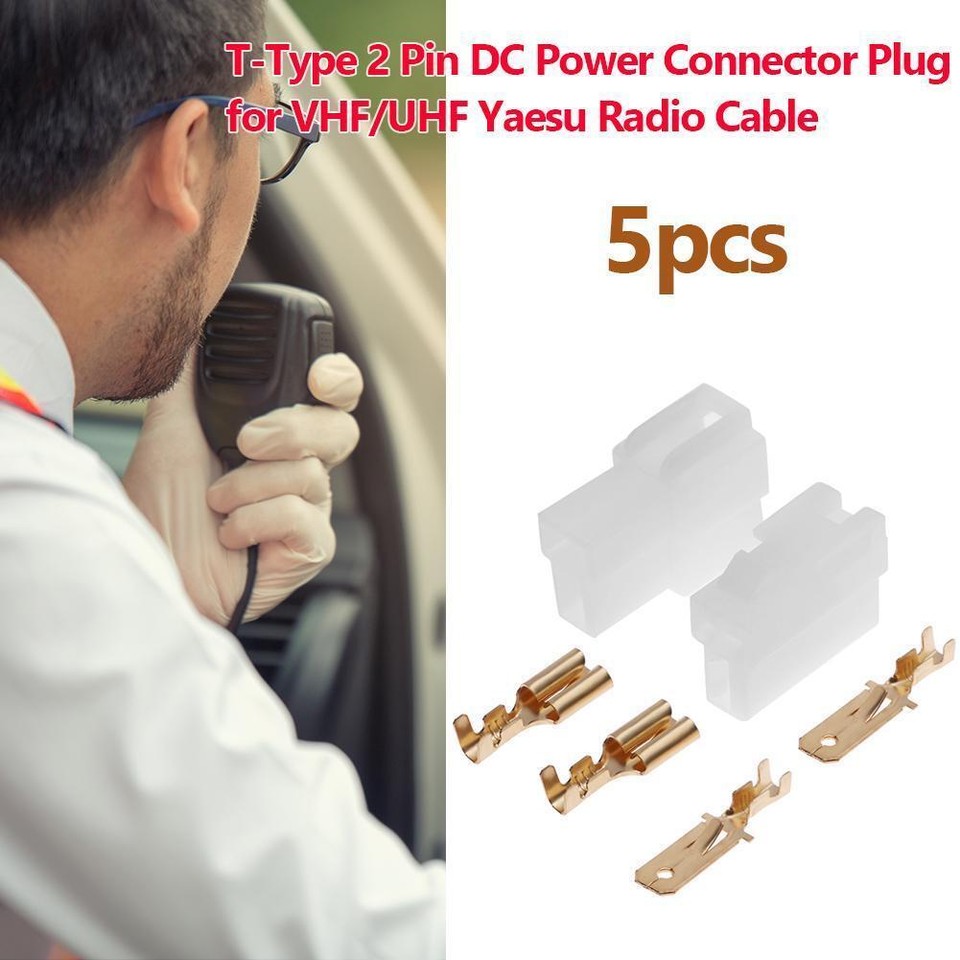 5 Sets Radio DC Power Connector Plug T-Type 2 Pin Male Female Wiring ...