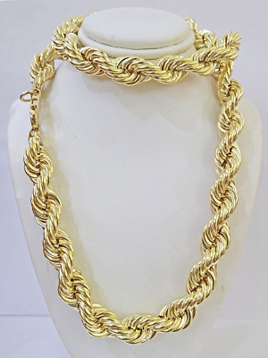 Real 10k yellow Gold Rope chain Necklace 12mm 20" - 30 Inch Mens 10kt ...