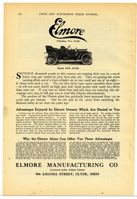 1911 Elmore Motor Cars Ad: Model 36-B - $1750 - Amanda St. Clyde, OhiO ...