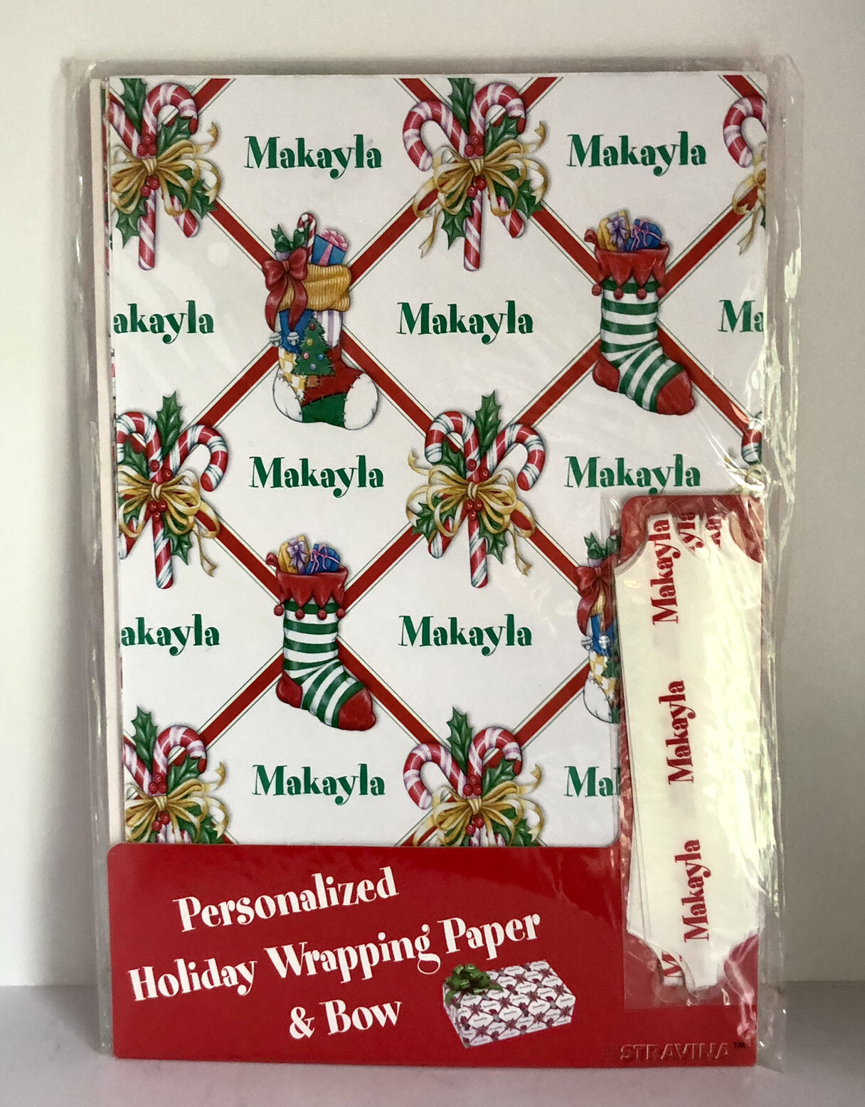 Vtg Set of 2 Makayla Holiday Personalized Christmas Wrapping Paper Bow ...