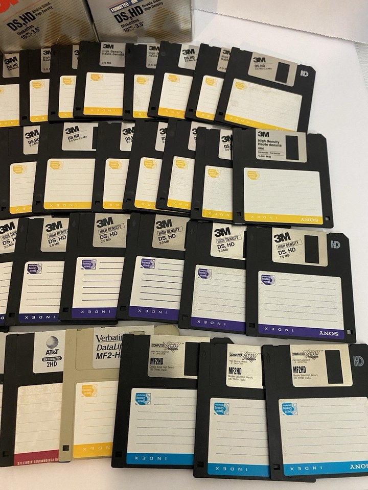HUGE Lot of 67 3.5" HD Floppy Disks BLANK TESTED 3M, BASF, AT&T ...