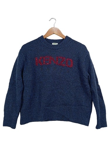 Kenzo Pull Femme Bleu Logo Paillettes Laine (INT S) | eBay