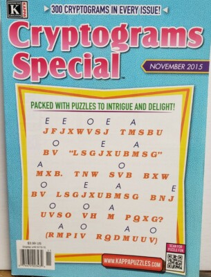 Kappa Cryptograms Special (LAST COPIES) Nov 2015 300 Puzzles FREE ...