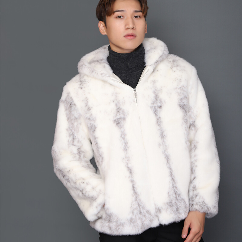 Mink Coat Men's Mink Fur White Mink Velvet Coat Full Mink Jacket Warm ...