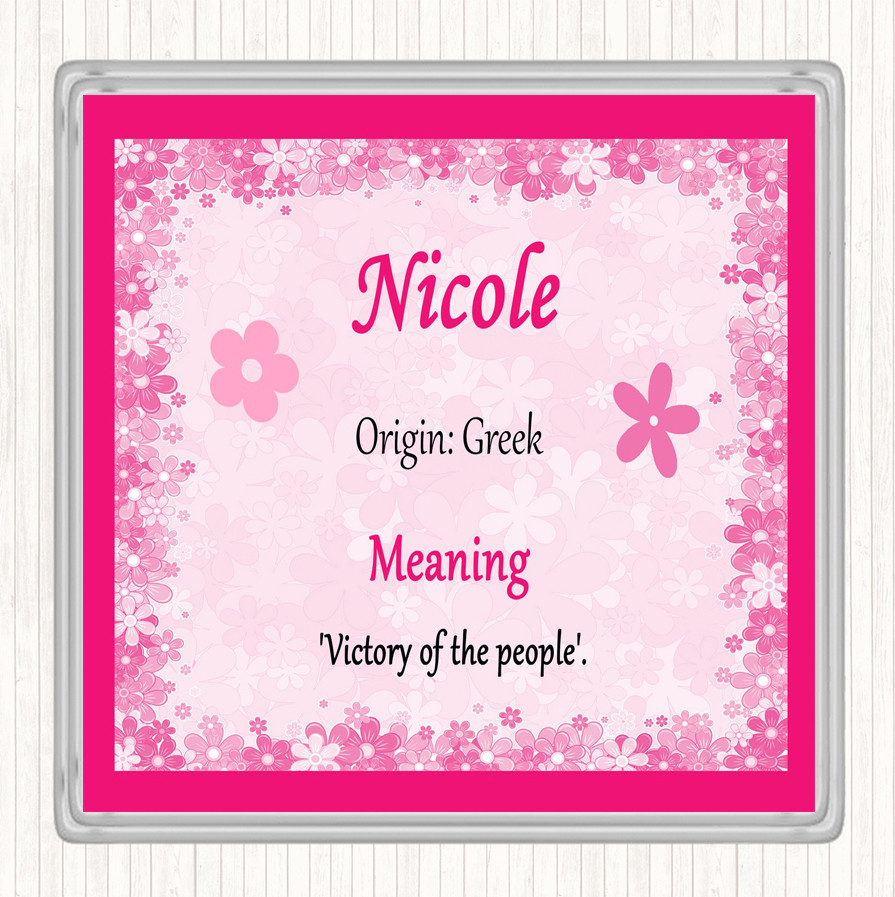 nicole Name Meaning Drinks Mat Coaster Pink | eBay