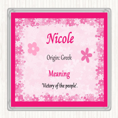 nicole Name Meaning Drinks Mat Coaster Pink | eBay