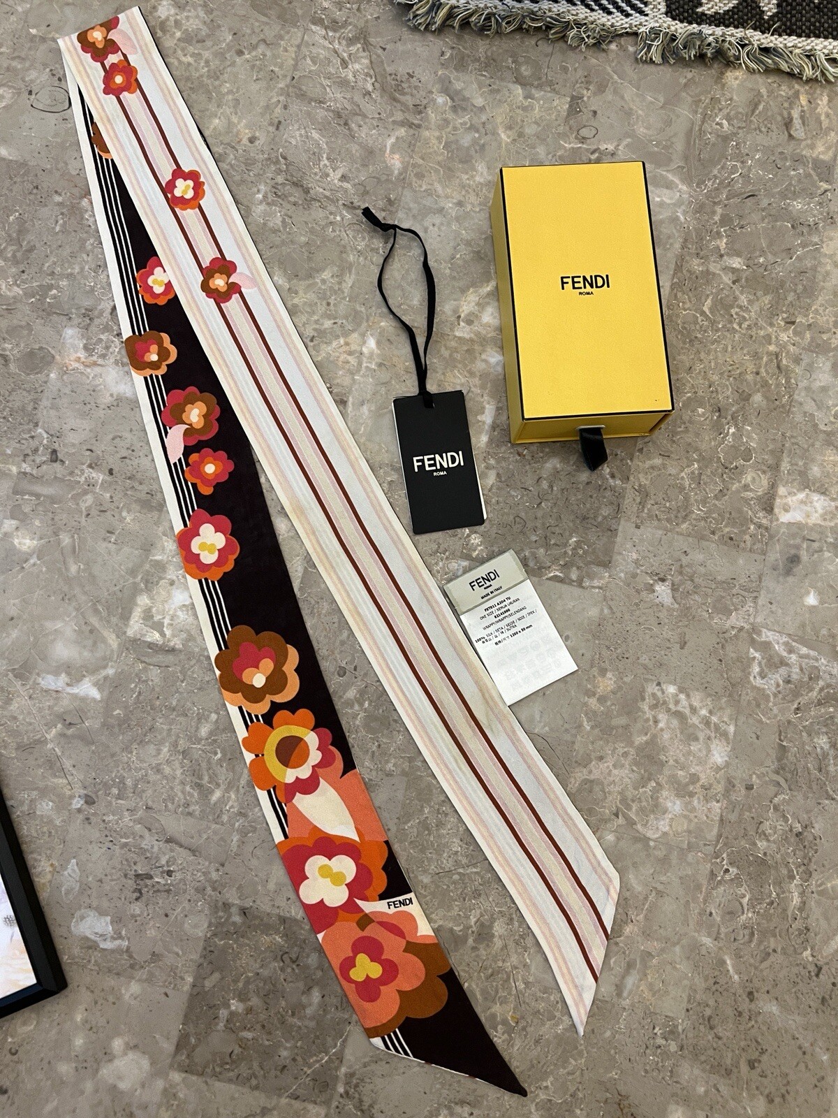 Fendi Wrappy Twilly Floral 2 Sided Scarf Bandeau | eBay