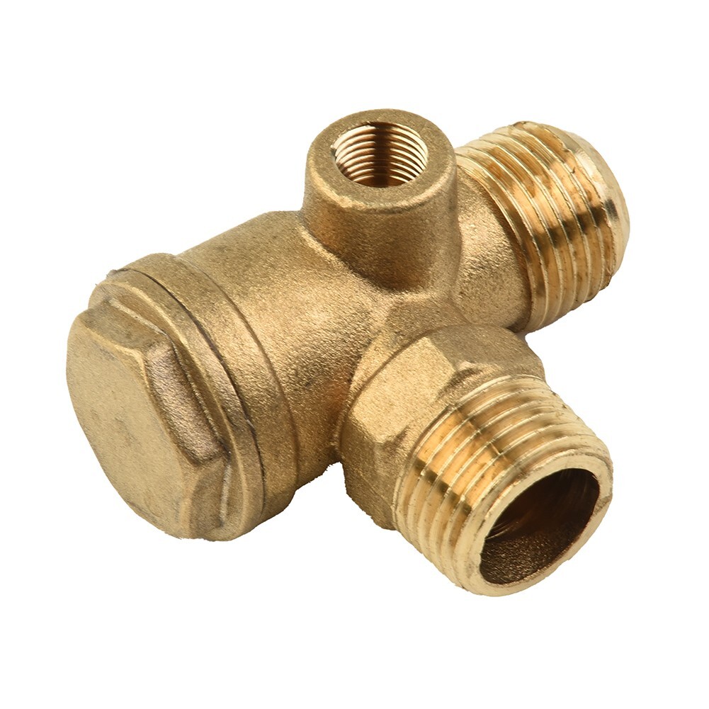 1x Air Compressor Check Valve Brass Three-way Check Valve Male Thread ...