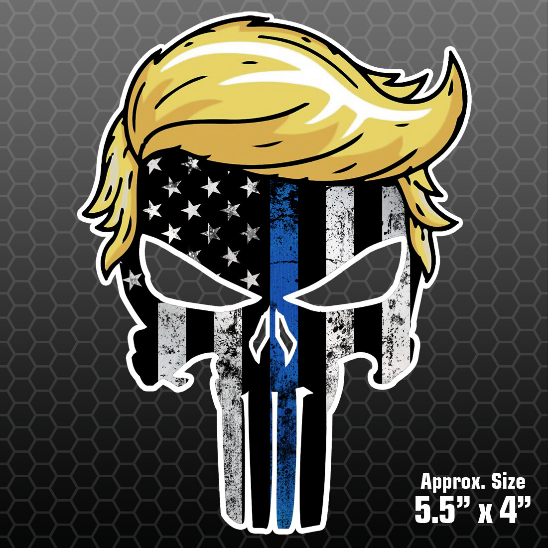 Trump Punisher Thin BLUE Line Sticker - Car Truck Vinyl Decal Hair MAGA ...