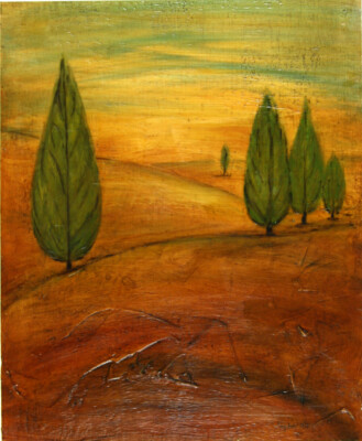Sophie R. Hallonquist Original oil and encaustic on water color paper ...