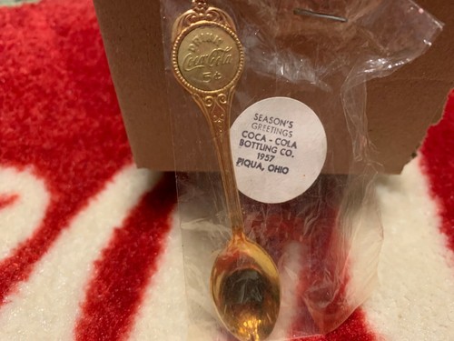 RARE GOLD 1957 DRINK Coca Cola Bottle 5 Cent SPOON Coke LTD Bottling Co ...