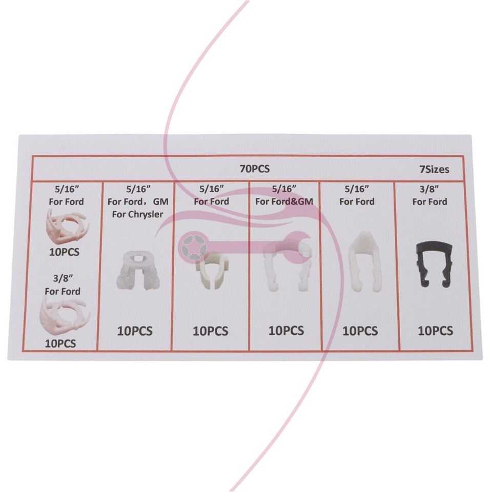 70 Pieces Fuel Line Retainer Clip 7 Size 3/8 5/16 Assortment fits ...