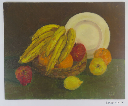 Tableau Nature Morte Signé Bert Daté 1968 Peint À L'huile Sur Tôle X2 ...