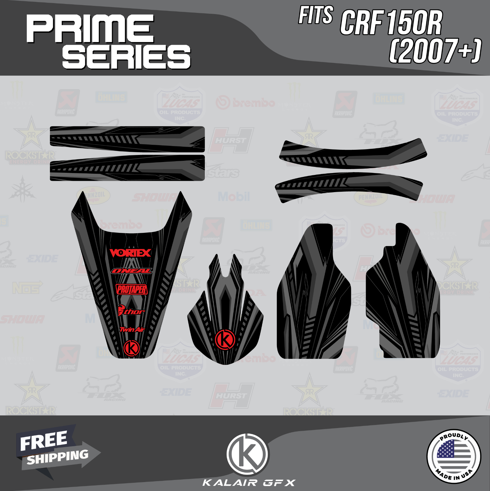Graphics Kit for Honda CRF150R (2007-2023) CRF 150R Prime Series - Red ...