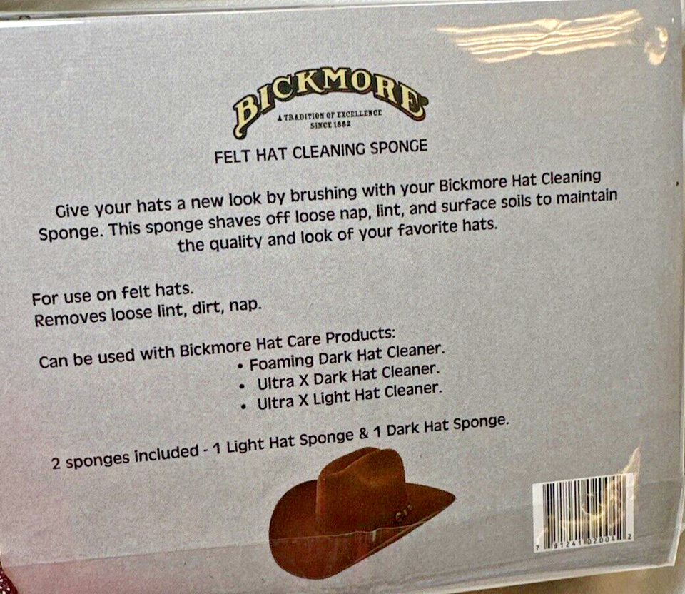 Bickmore Felt Hat Cleaning Sponge - Perfect for Western, Cowboy, Felt ...