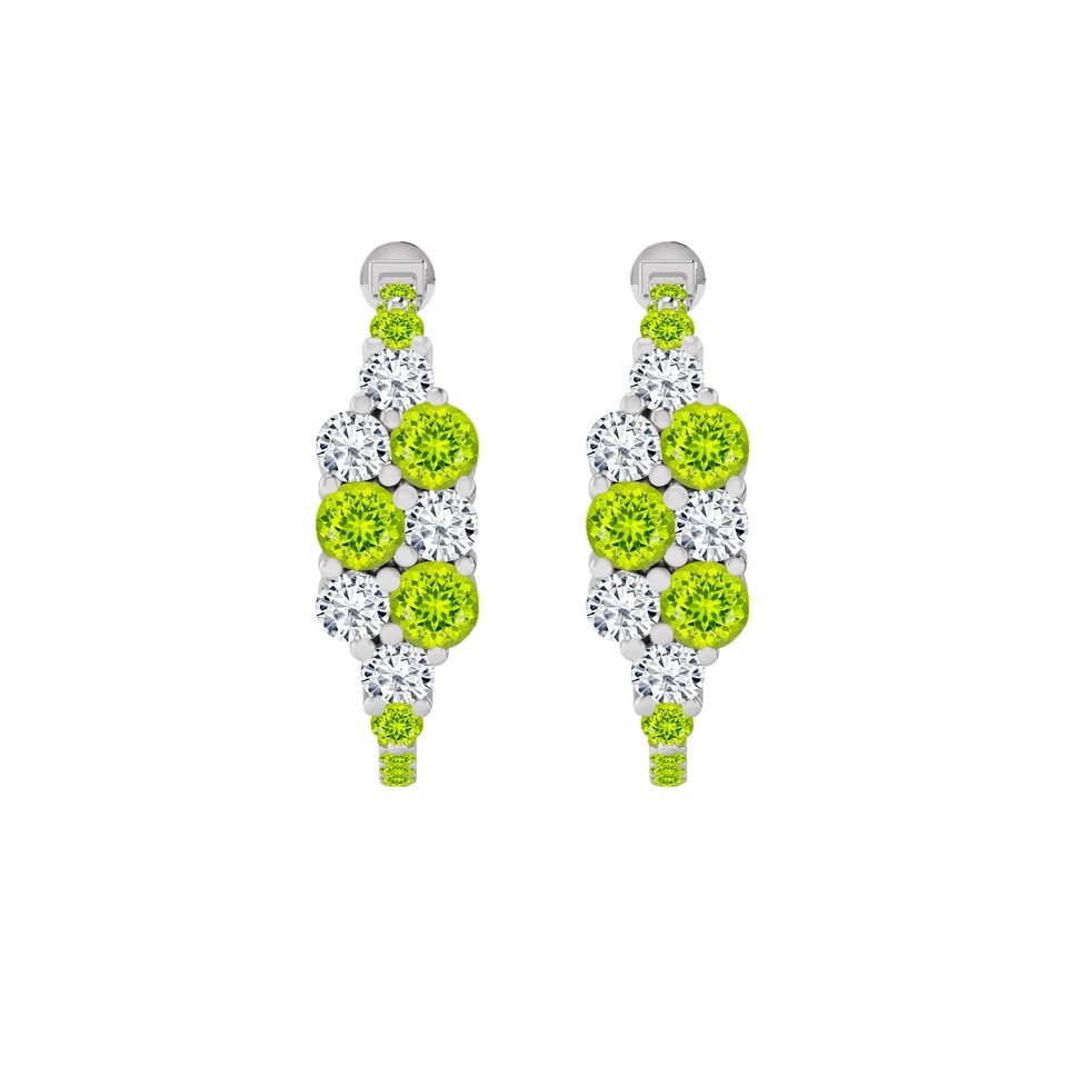 Peridot & Diamond 925 Sterling Silver August Birthstone Half Hoop ...