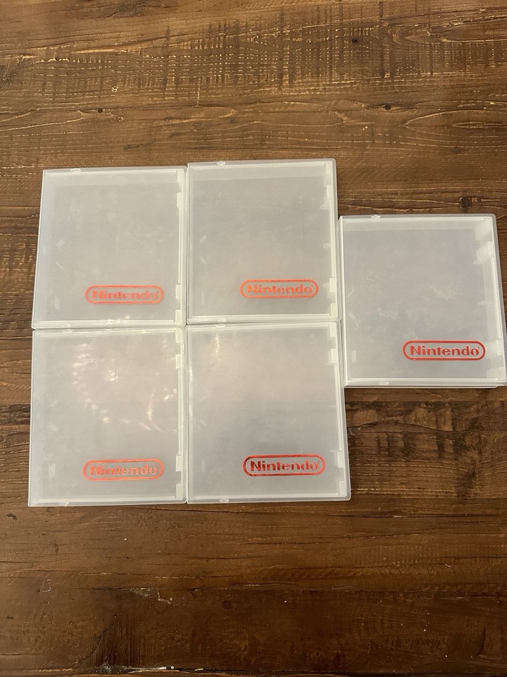 (5) Vintage Nintendo NES Clamshell Case Clear Red Logo Storage ...