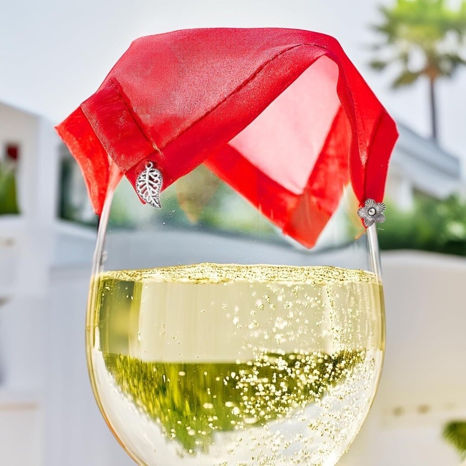 Pack of 4 Reusable Polyester Wine Glass Covers 10x10cm Dustproof Picnic ...