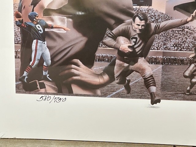 Chicago Bears 75th Print autographed 20 players, Payton, Butkus, Ditka ...