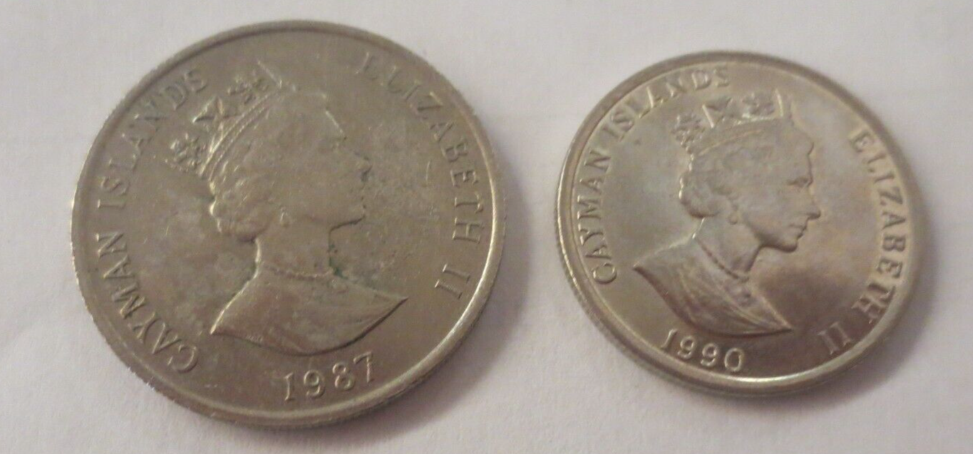SET OF TWO CAYMAN ISLANDS ELIZABETH II COINS 25 1987 AND 10 1990 | eBay