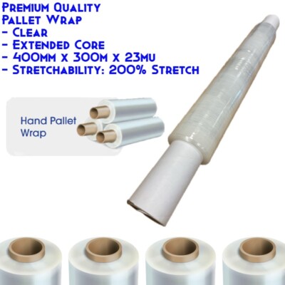 Clear Pallet Wrap Extended Core 400mm x 300m Cling Film Shrink Wrap | eBay