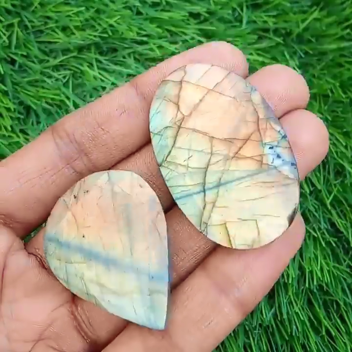 2 Piece Top Quality Natural Multi Labradorite Faceted Cut Gemstone 40 ...