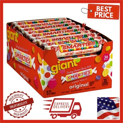 Giant Smarties Candy Rolls 36 Individually Wrapped Candies Counter Top ...