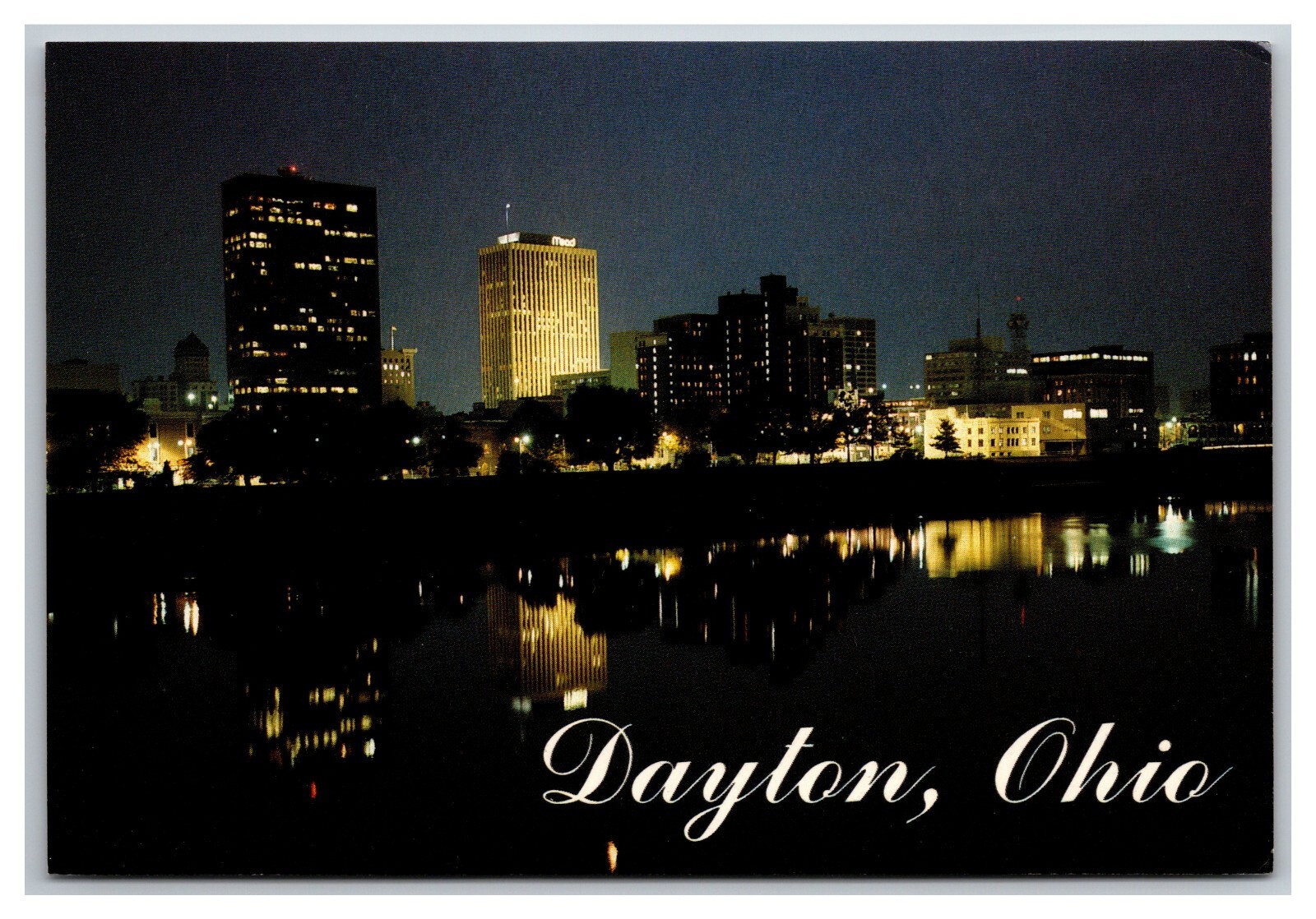 Dayton Ohio Night Water View Downtown Skyline 4.2 x 5.9 Vintage ...