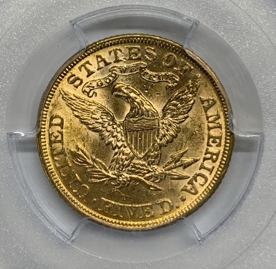 1893 $5 Gold Liberty Head Half Eagle Graded by PCGS as MS-62 Nice US ...