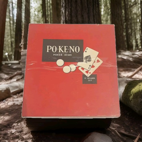 Po Ke No Poker Keno Pokeno Card Game 12 Board Set Vintage with Chips ...