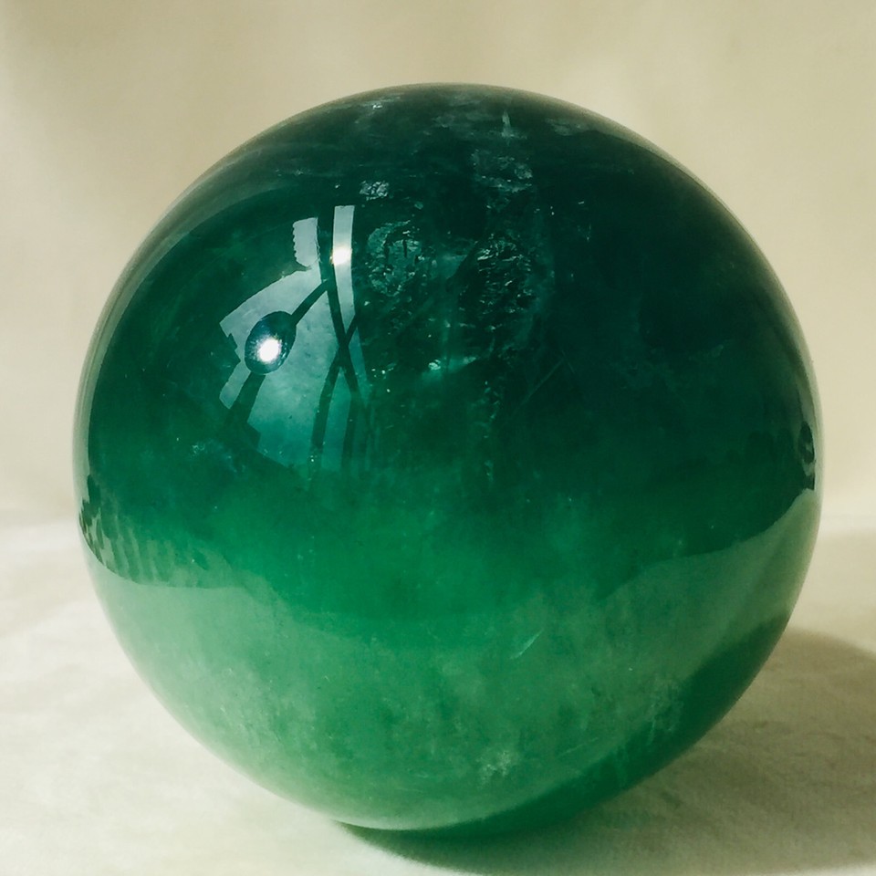 757g Large Clear Dark Green Fluorite Quartz Crystal Sphere Genius Stone ...