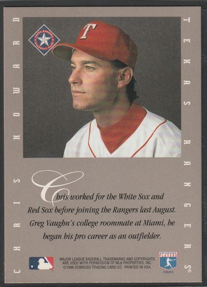 164, 1996 Leaf Signature, Original Autograph of Chris Howard, Rangers ...