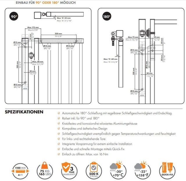 Locinox LION-9005 kompakter hydraulischer Türschließer max 75kg ...